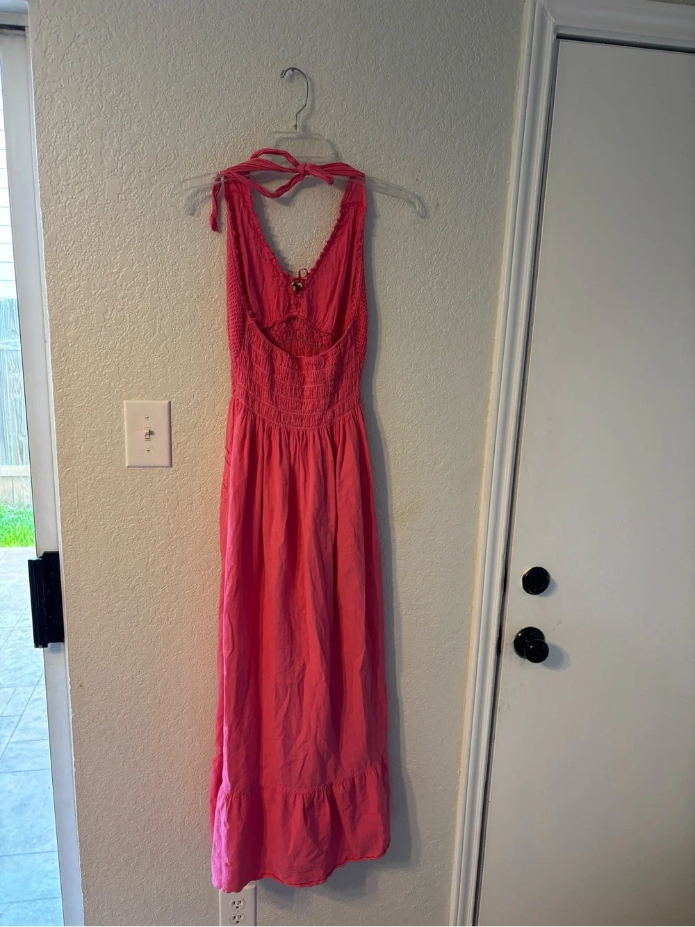 unbranded | Dresses | Crochet Bodice Coral Halter Maxi Dress Boho ...